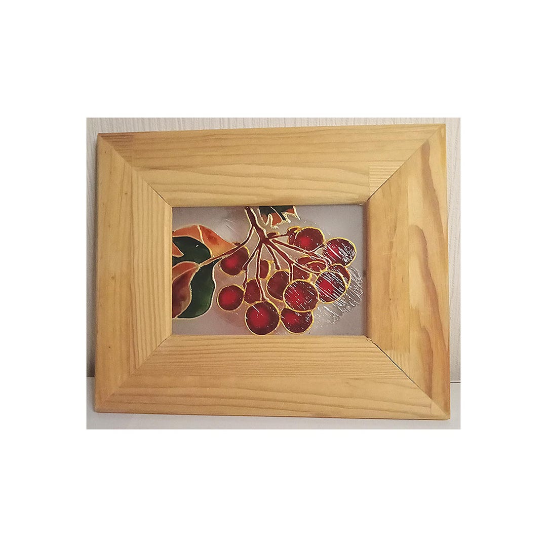 Hand-painted Unique Stained Glass Painting Oj Glass Viburnum Branch ...