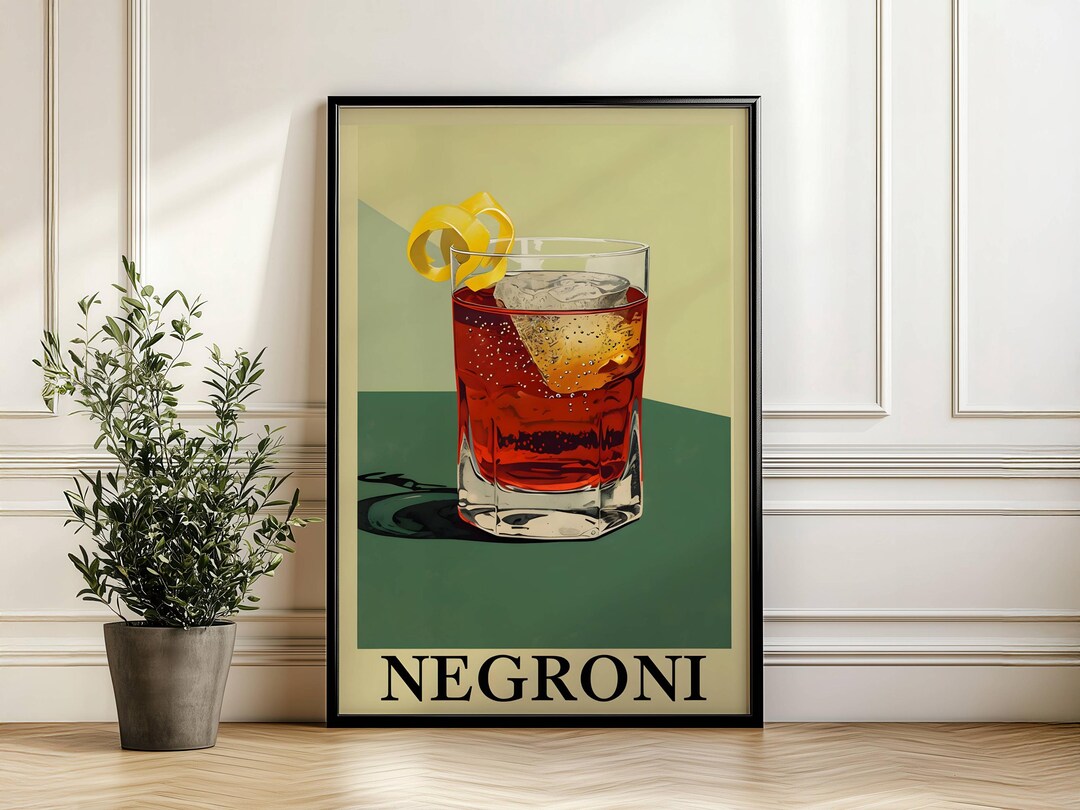 Negroni Print, Negroni Poster, Cocktail Print, Cocktail Poster, Kitchen ...