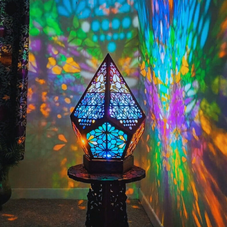 Wooden Bohemian LED Lamp - Etsy