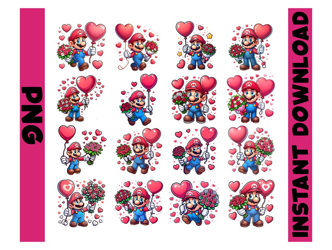 Cute Mario Love PNG Super Mario Love PNG Heart Happy Valentines Day Red ...