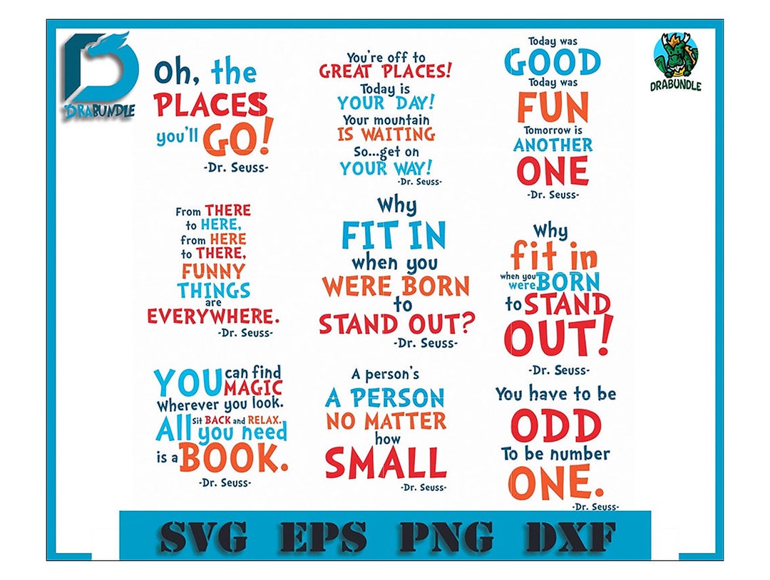 Dr. SEUSS SVG BUNDLE, Seuss Quotes, Dr. Seuss Day, Dr. Seuss Font Svg ...
