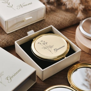 Delicate Engraved Compact Mirror Bridesmaid Gifts-customized Pocket ...