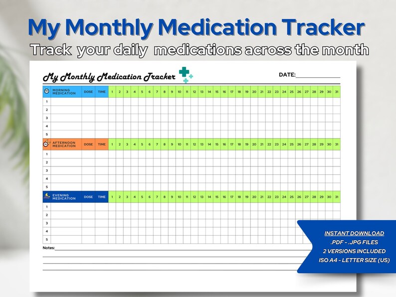 Monthly Medication Tracker, Medical Tracker, Supplement Tracker ...