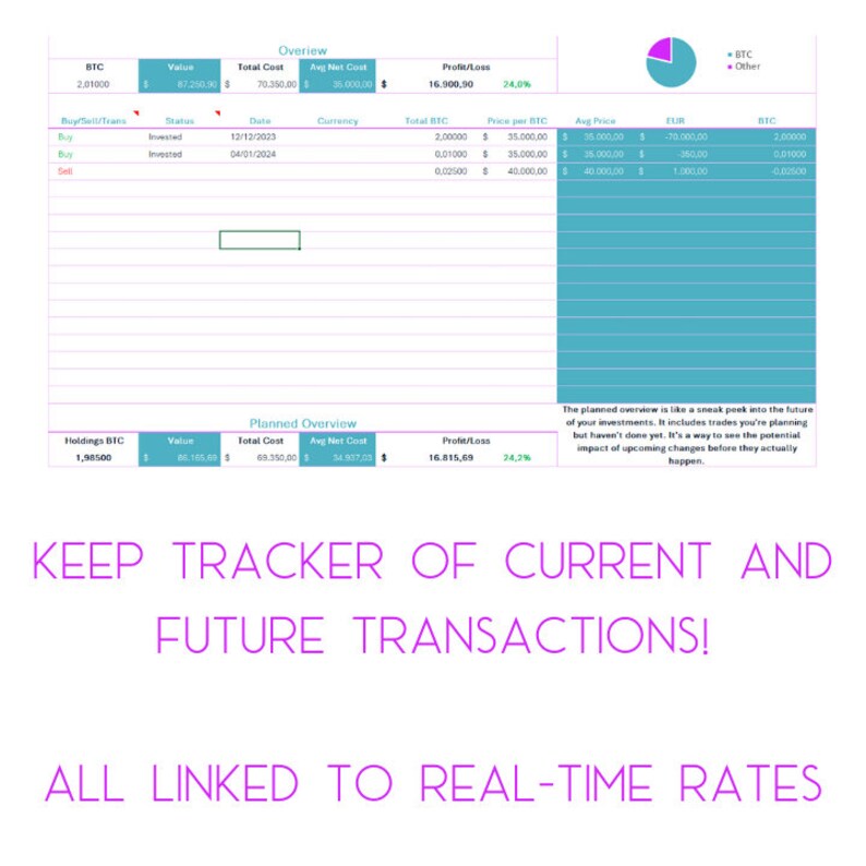 Excel Crypto Tracker - Etsy