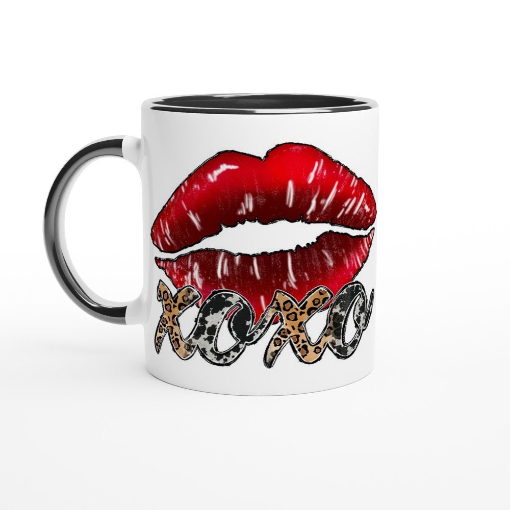 Xoxo Mug, Lips Mug, 11oz Ceramic Mug With Color Inside - Etsy