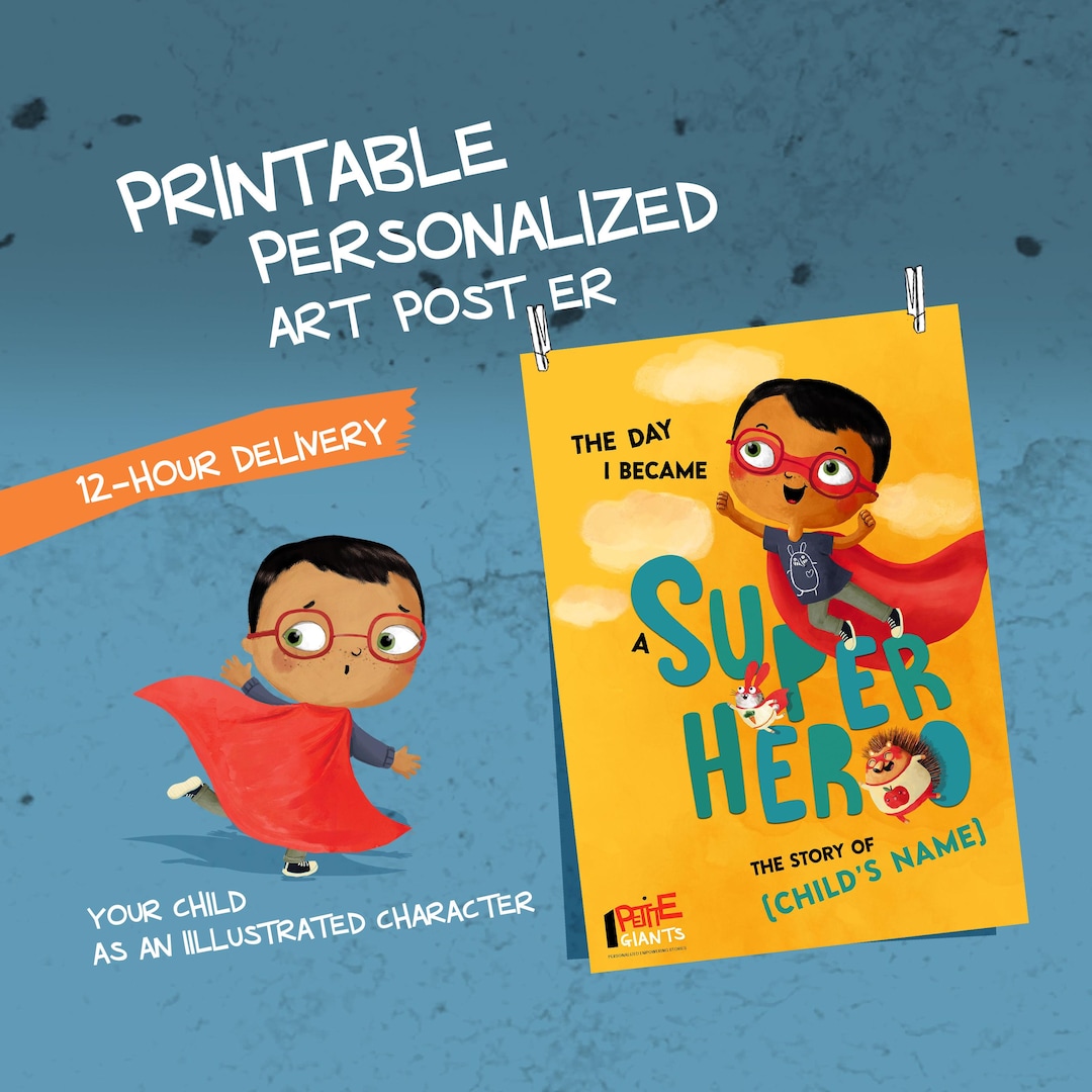 Personalized Superhero Printable Poster High Quality Children's ...