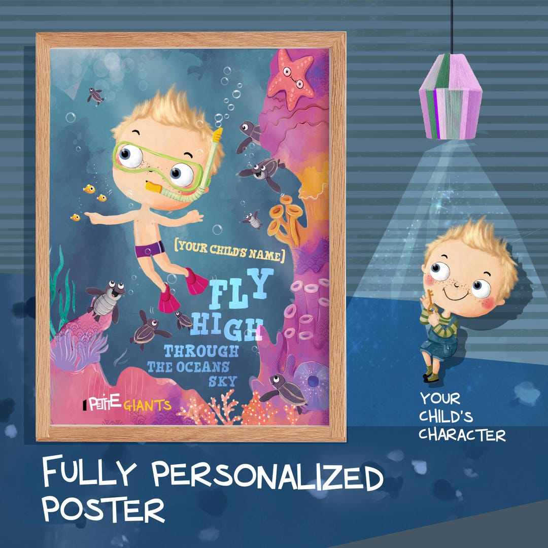 Personalized Sea Life Kids Bedroom Poster Custom Nursery Decor Baby ...