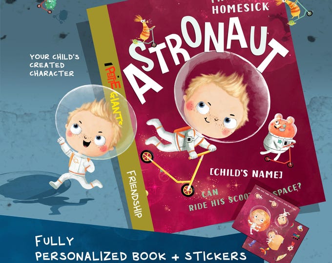 Personalized Astronaut Book With Stickers for Girls Boys Custom Name ...