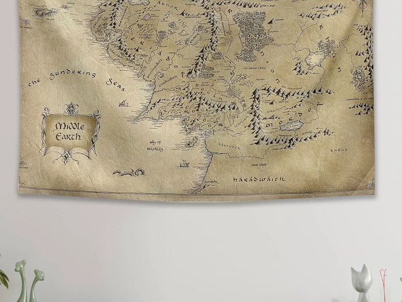 Lord of the Rings Middle Earth Map Wall Tapestry Rug 140 X 100 Cm High ...