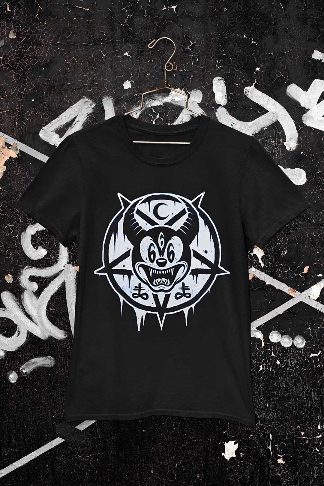 666 Devil Cat T-shirt, Retro Cartoon Cat T-shirt, Gothic Unisex T-shirt, Vegan Clothing, Eco ...