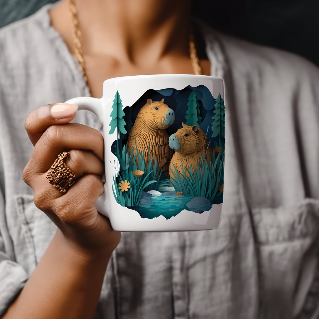 3D Capybara Mug Wrap, Animal Mug Design, Cute Animal Mug, Capybaras Mug ...