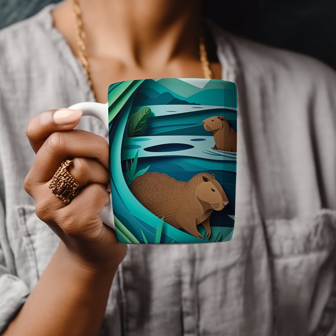 3D Capybara Mug Wrap, Animal Mug Design, Cute Animal Mug, Capybaras Mug ...