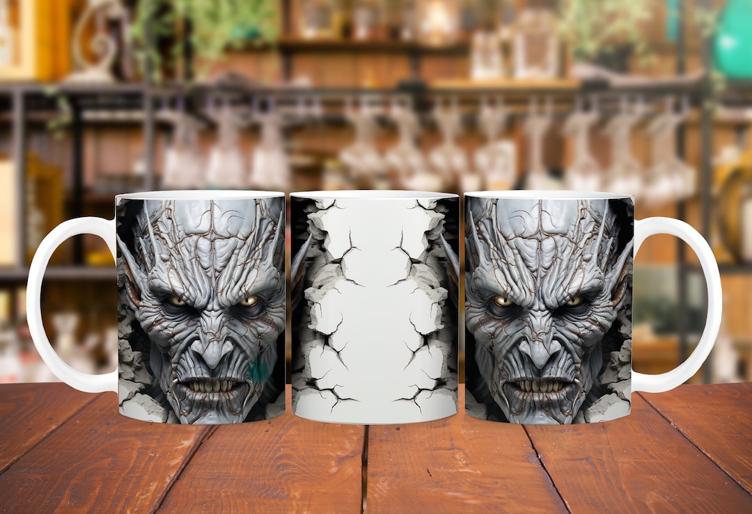 3D Elf Face Mug Wrap, 3D Mug Sublimation, Scary Face Mug Wrap, Ugly ...