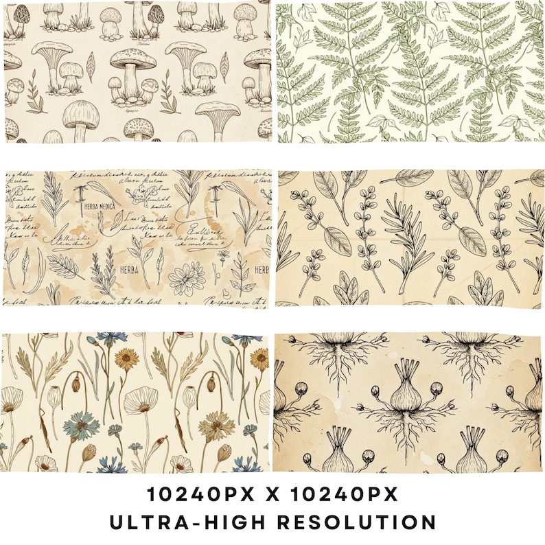 Vintage Botanical Digital Paper | Seamless Dark Academia Pattern - Etsy