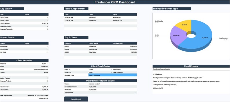 Freelancer CRM for Google Sheets | Invoices, Emails, Calendar ...