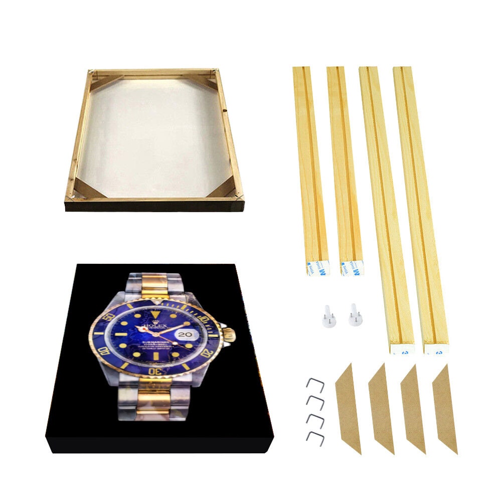 Rolex Submariner Gold/silver/blue Luxury Watch Art DIY Frame Canvas ...