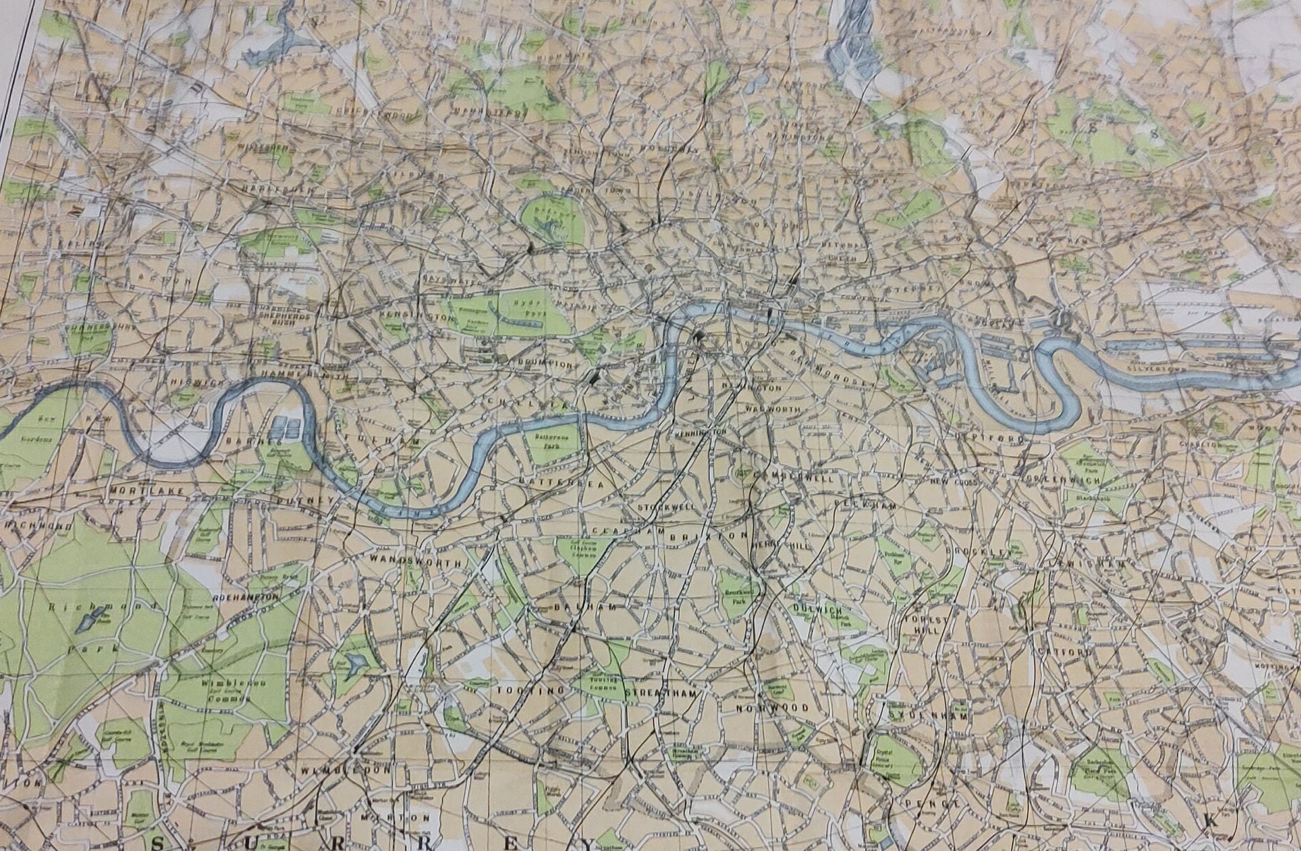 Antique Bacon's Gem Map of London & Suburbs C1920 to 1930 Antique Map of London, Old London Map ...