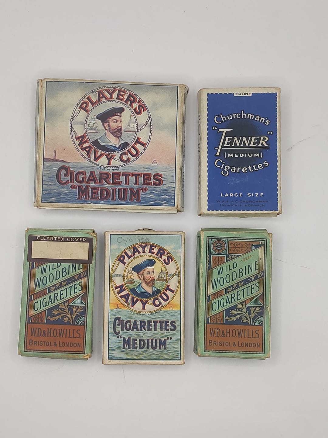 Five Vintage Cigarette Packets John Player's Navy Cut + Wild Woodbine ...