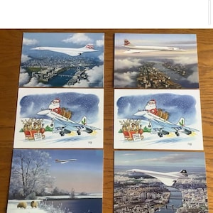 British Airways Concorde Christmas Cards and Envelopes X6 Artwork by ...