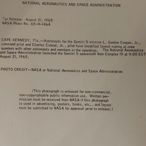 NASA Original Photograph X2 1965 Gemini 5 Mission - Etsy