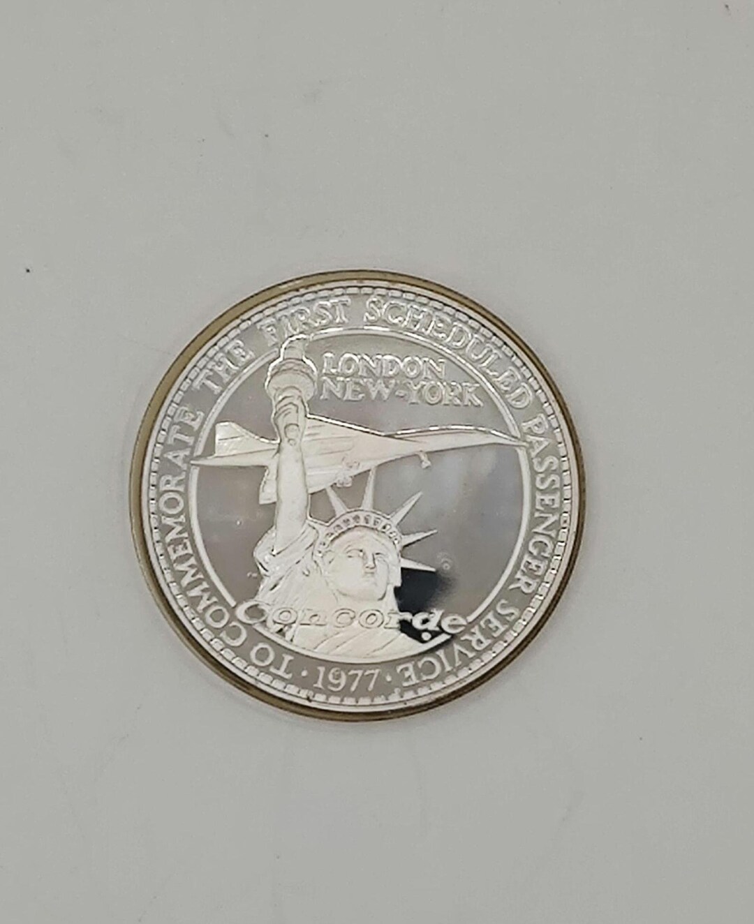 Concord Silver Coin 1977 to Commemorate Flight to John F Kennedy ...