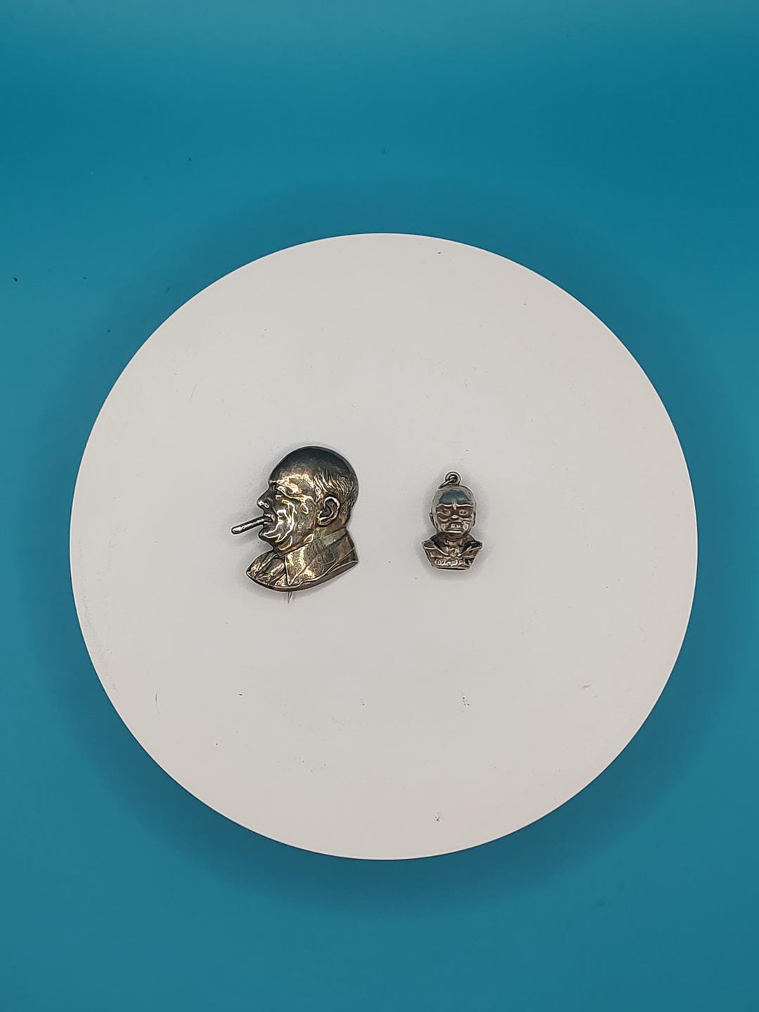 Winston Churchill Vintage Brooch 3 Cm Long Sterling Silver, and a ...