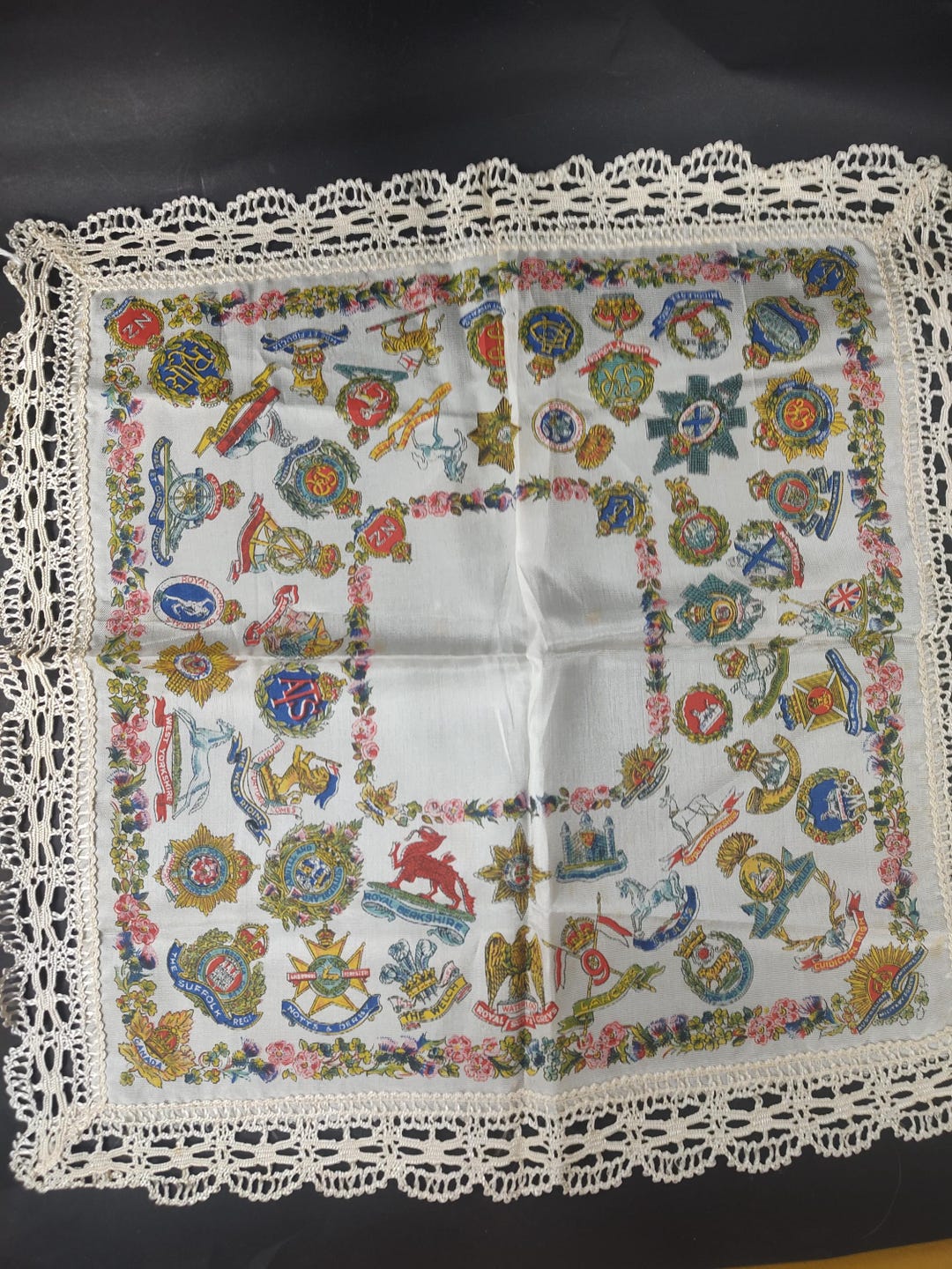 WW2 British Army Regiments Printed on a Lace and Silk Handkerchief - Etsy