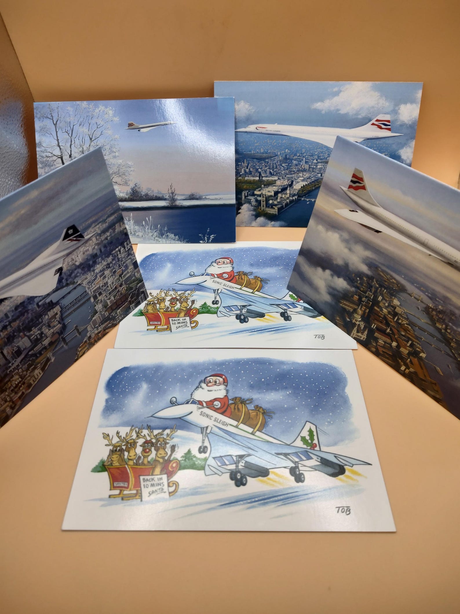 British Airways Concorde Christmas Cards and Envelopes X6 Artwork by ...