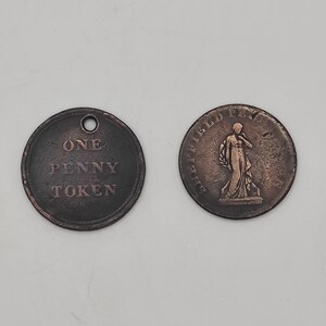 Love Token 1 Penny Coin and a Sheffield Penny 1800s - Etsy