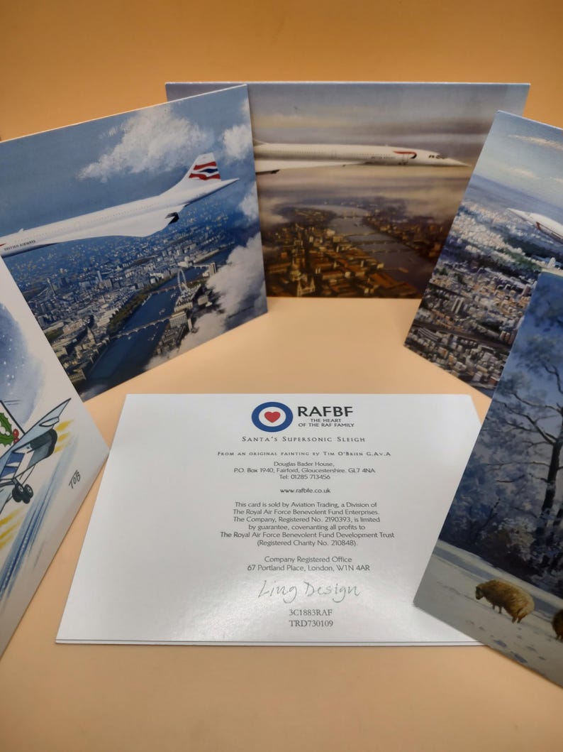 British Airways Concorde Christmas Cards and Envelopes X6 Artwork by ...