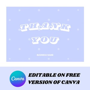 Editable Business Thank You Card Template | Blue | Instant Digital ...