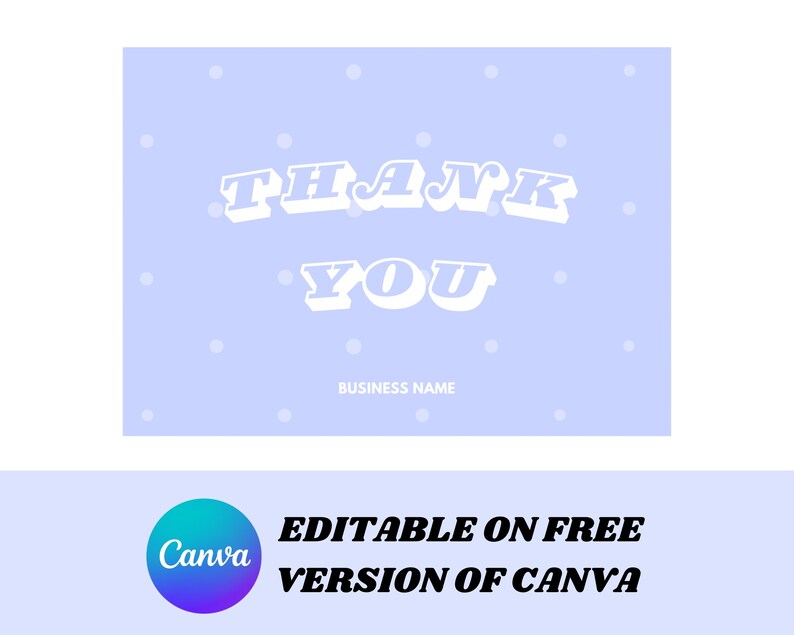 Editable Business Thank You Card Template | Blue | Instant Digital ...