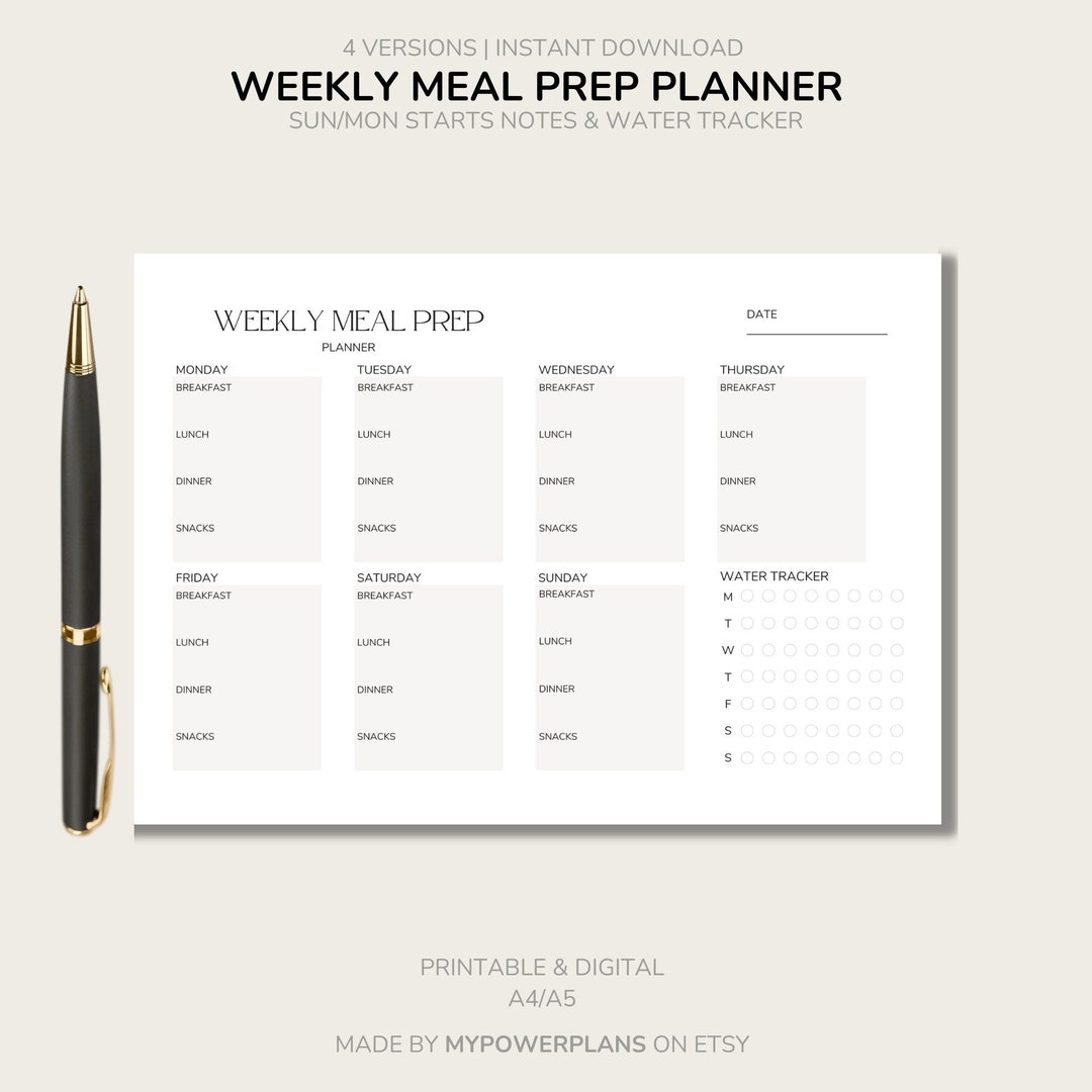 Weekly Meal Prep Planner, Printable Digital Landscape, 7 Day, Meal Prep ...