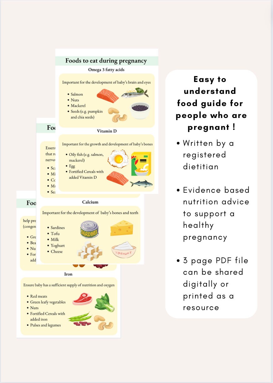 Pregnancy Food Guide Pregnancy Nutrition List Recommended Food - Etsy