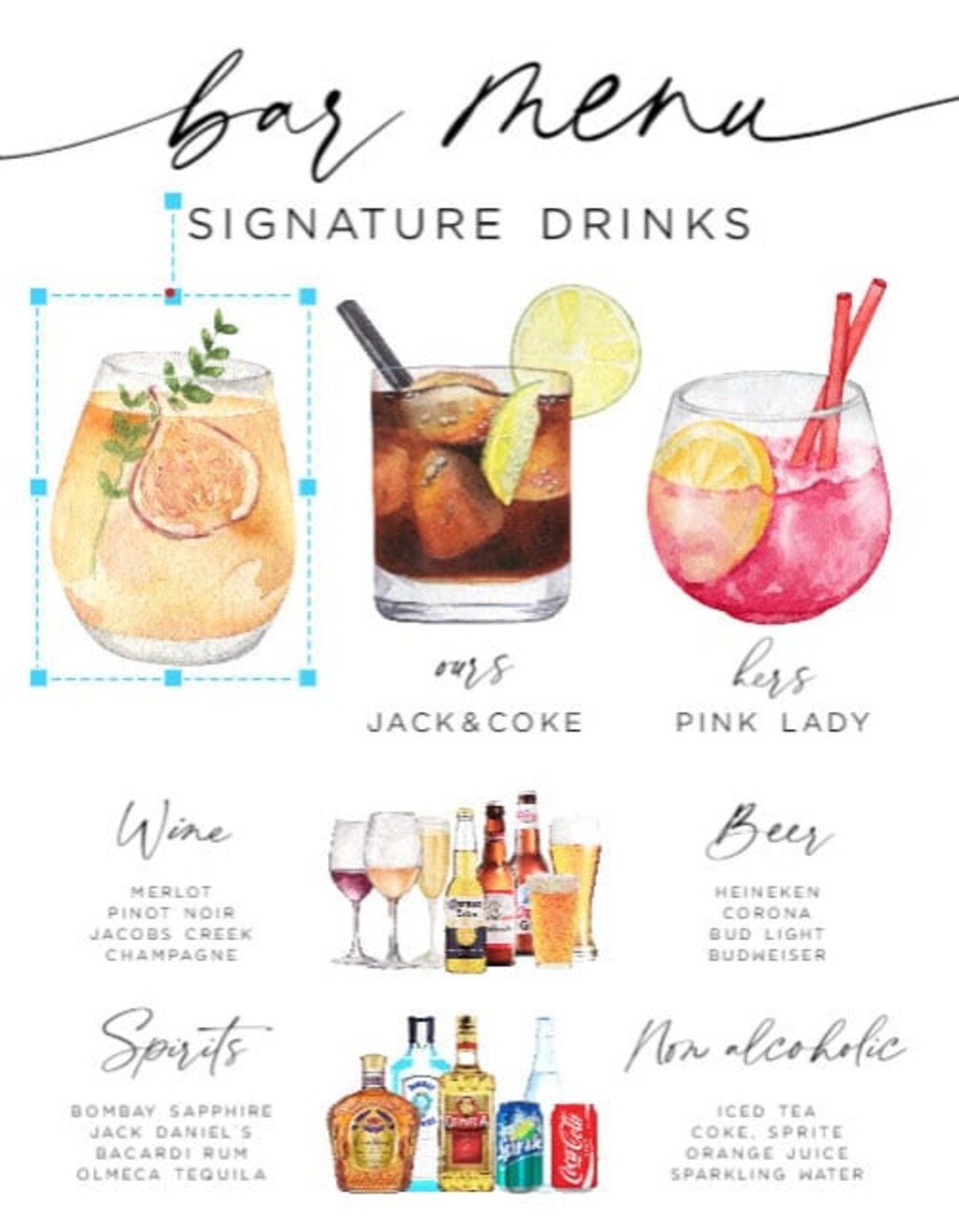 3000drinks and Garnishes, Modern Editable Drink Menu Template, Bar Menu ...