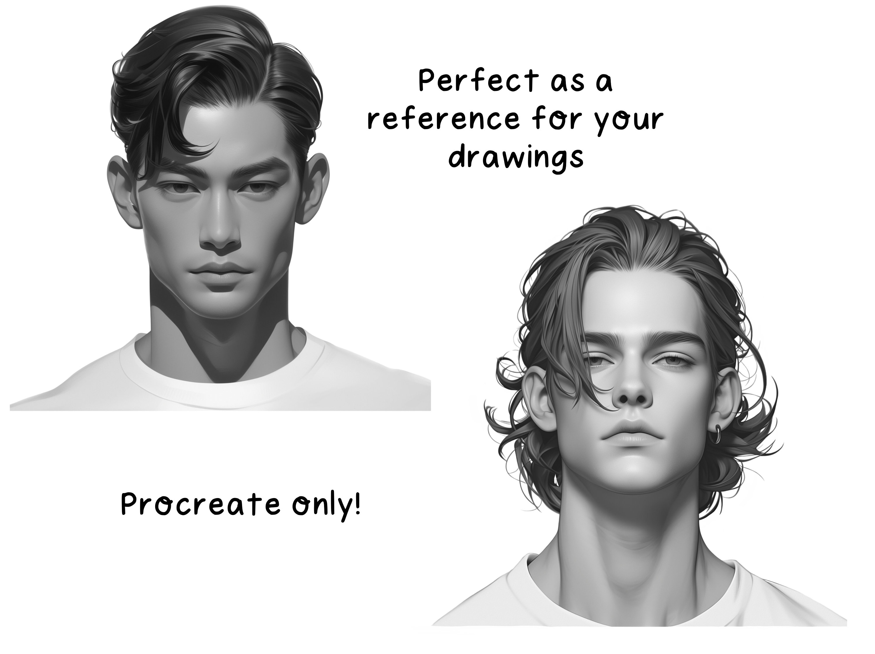 146 3D Male Face Stamps for Procreate, Portrait Brushes Procreate ...