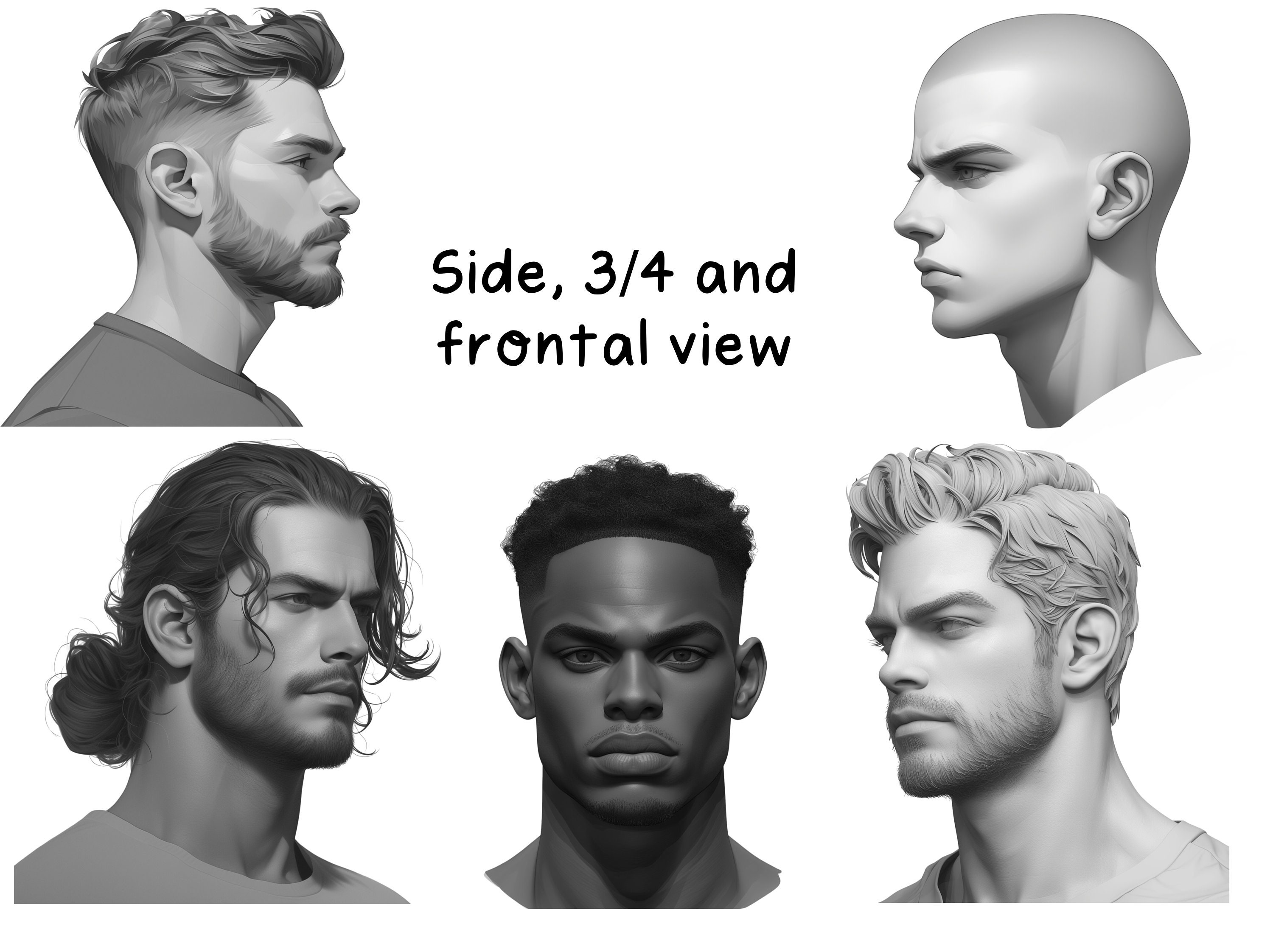 146 3D Male Face Stamps for Procreate, Portrait Brushes Procreate ...