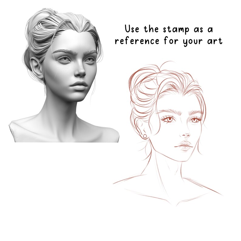 45 3D Female Face Stamps for Procreate, Portrait Brushes Procreate ...