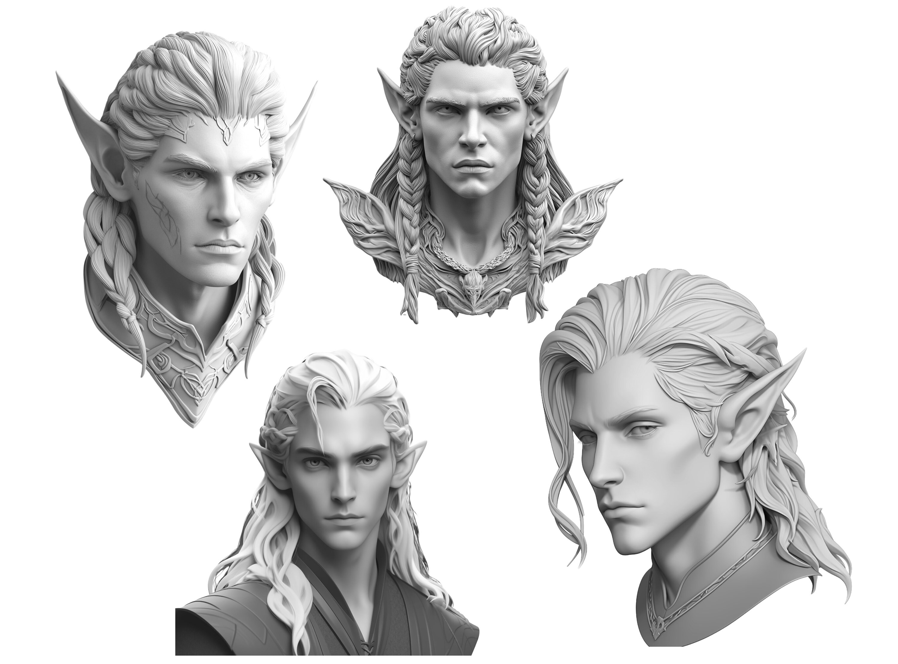 Male Elf Fanatsy Stamps for Procreate, Fantasy Brushes, Elf Brushset ...
