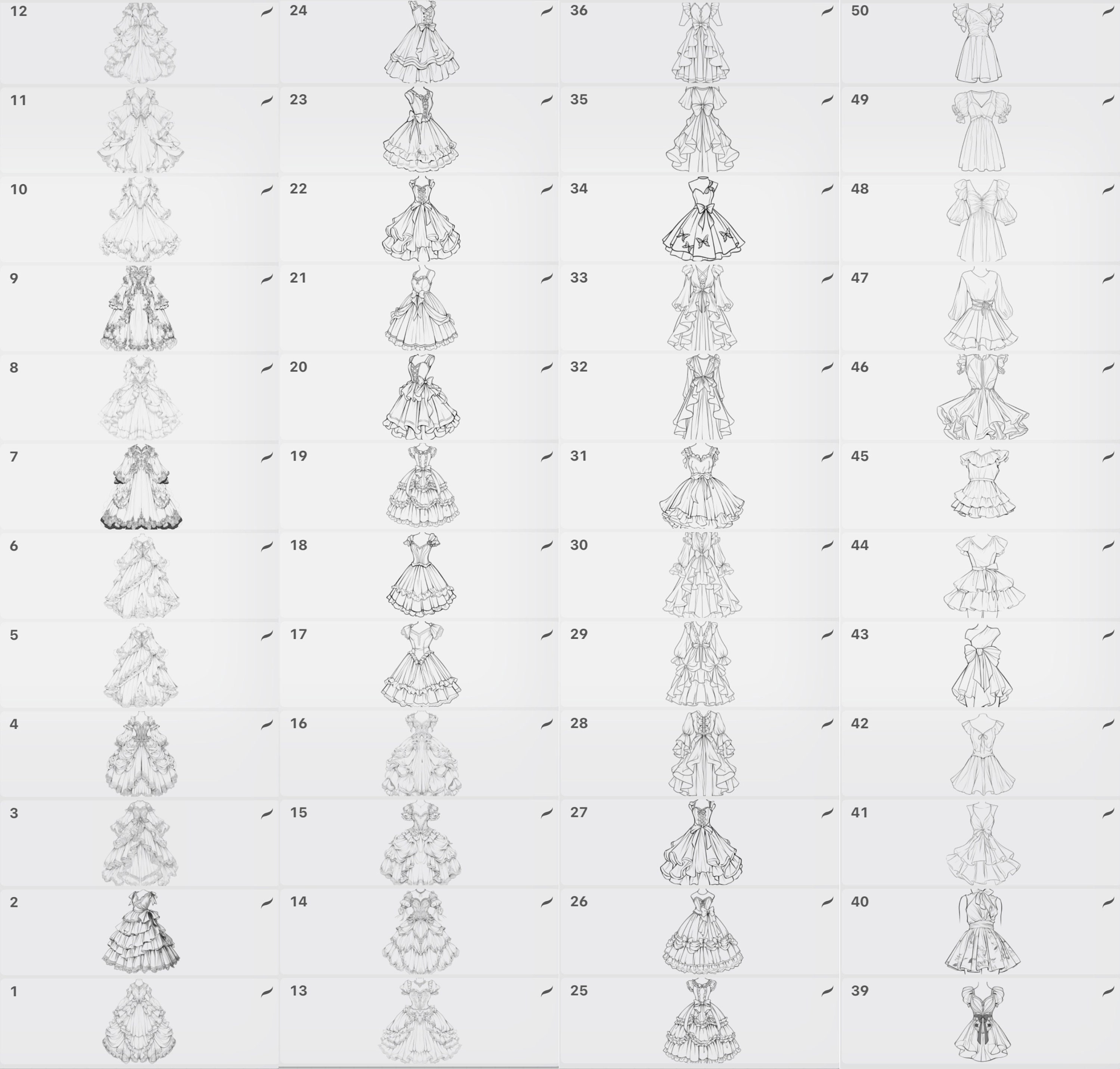 50 Cute Dress Stamps for Procreate, Dresses Brushset, Clothing Stamps ...