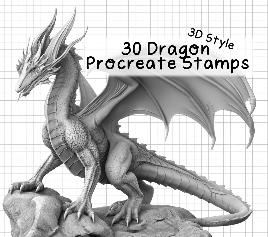 Dragon Procreate Stamps, Fantasy Procreate Brushes, Dragon Brushset - Etsy
