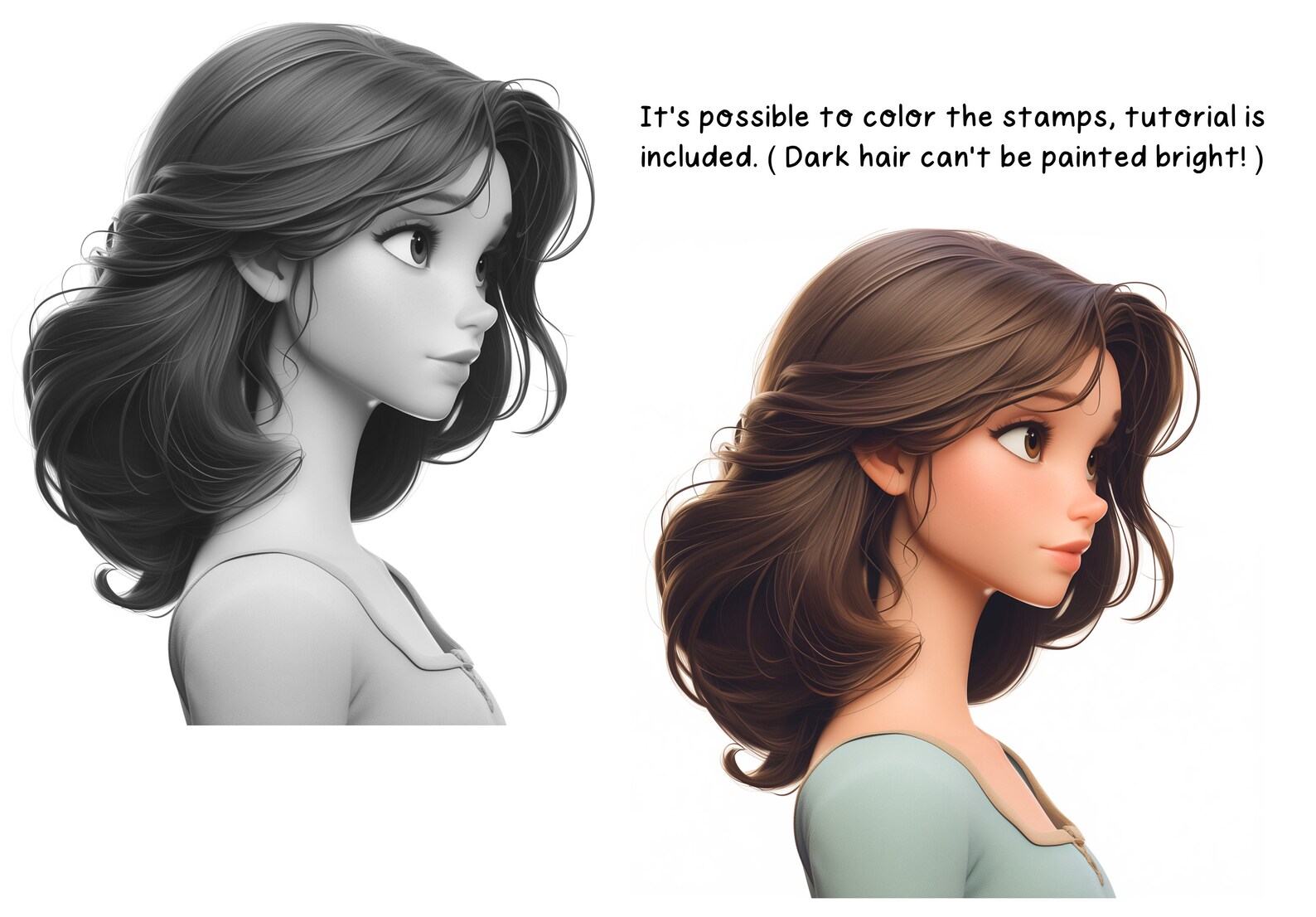83 3D Cartoon Female Face Stamps for Procreate, Portrait Brushes ...