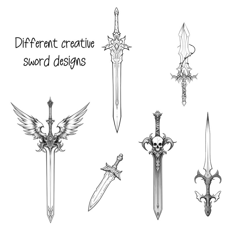 50 Sword Procreate Stamps, Procreate Fantasy Stamps, Procreate Swords ...