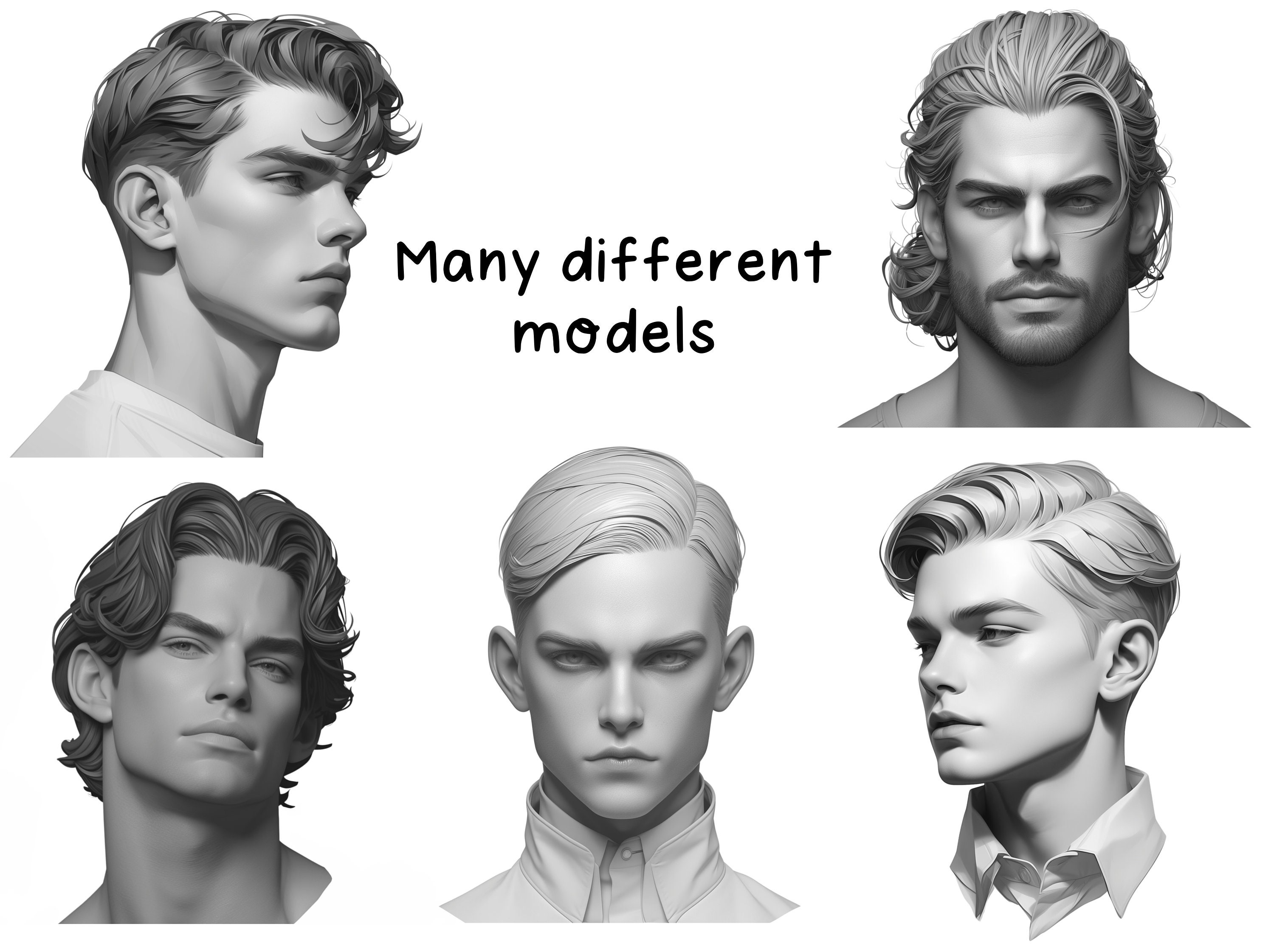 146 3D Male Face Stamps for Procreate, Portrait Brushes Procreate ...