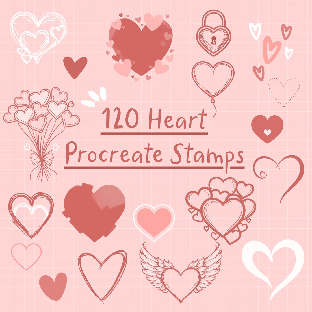 120 Heart Stamps for Procreate, Doodle Brushset, Procreate Hearts - Etsy
