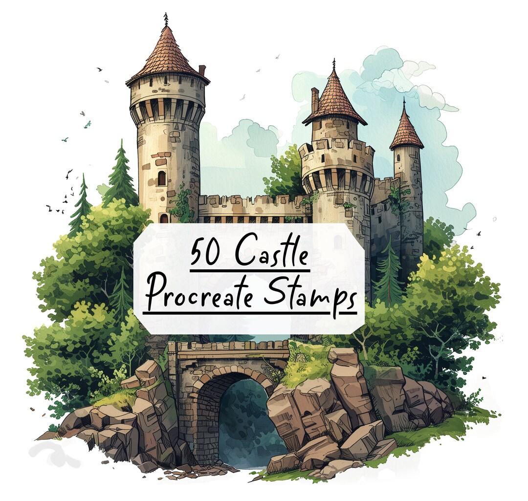 50 Fantasy Castle Stamps for Procreate, Procreate Background Brushes - Etsy