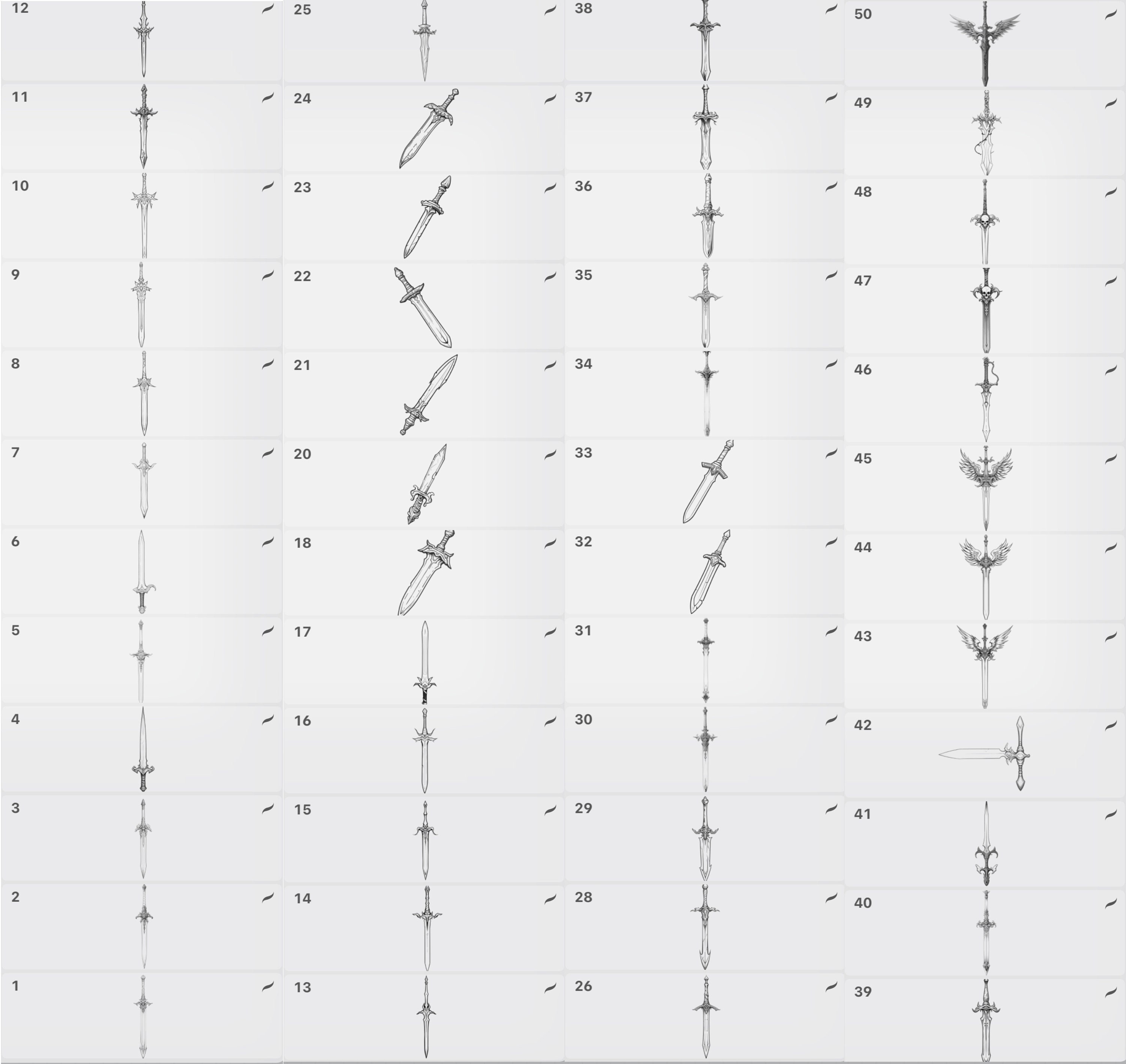 50 Sword Procreate Stamps, Procreate Fantasy Stamps, Procreate Swords ...