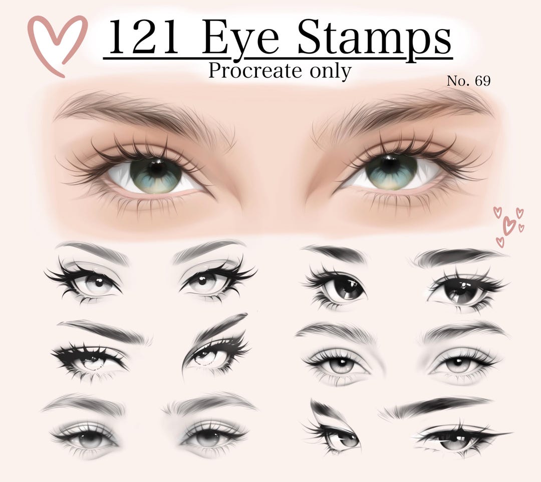 121 Eyes Procreate Stamps, Procreate Face Eyes Brushset, Procreate Face ...