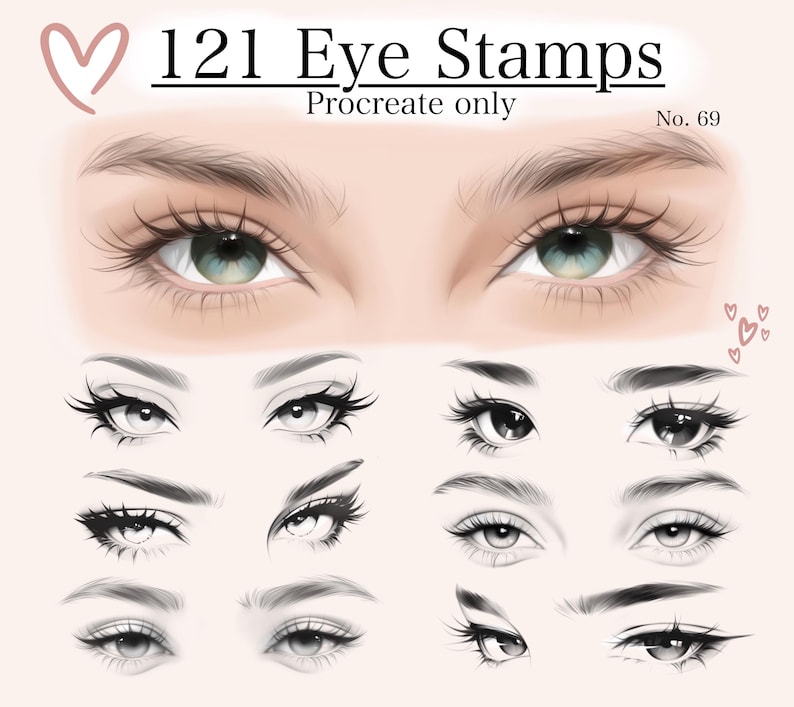 121 Eyes Procreate Stamps, Procreate Face Eyes Brushset, Procreate Face ...