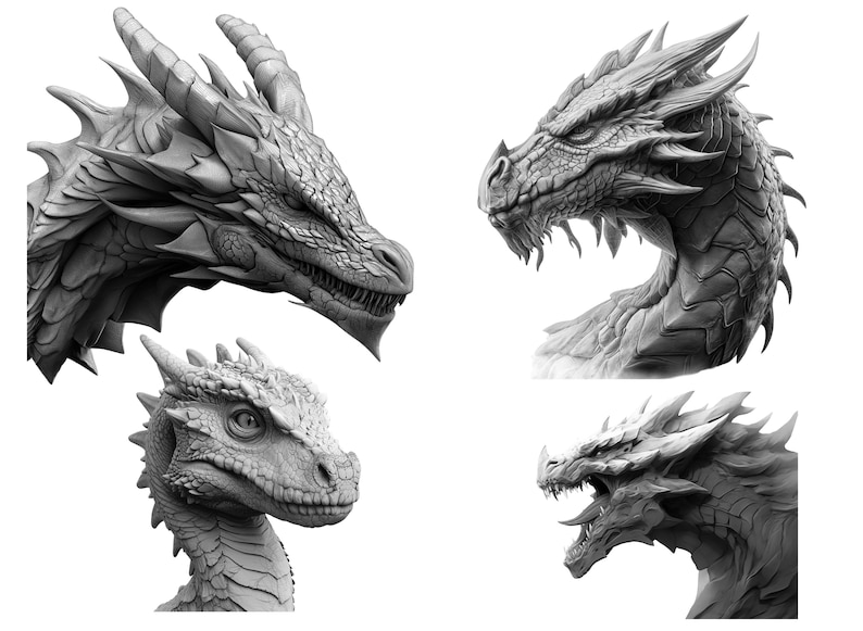 Dragon Head Procreate Stamps, Fantasy Procreate Brushes, Dragon ...